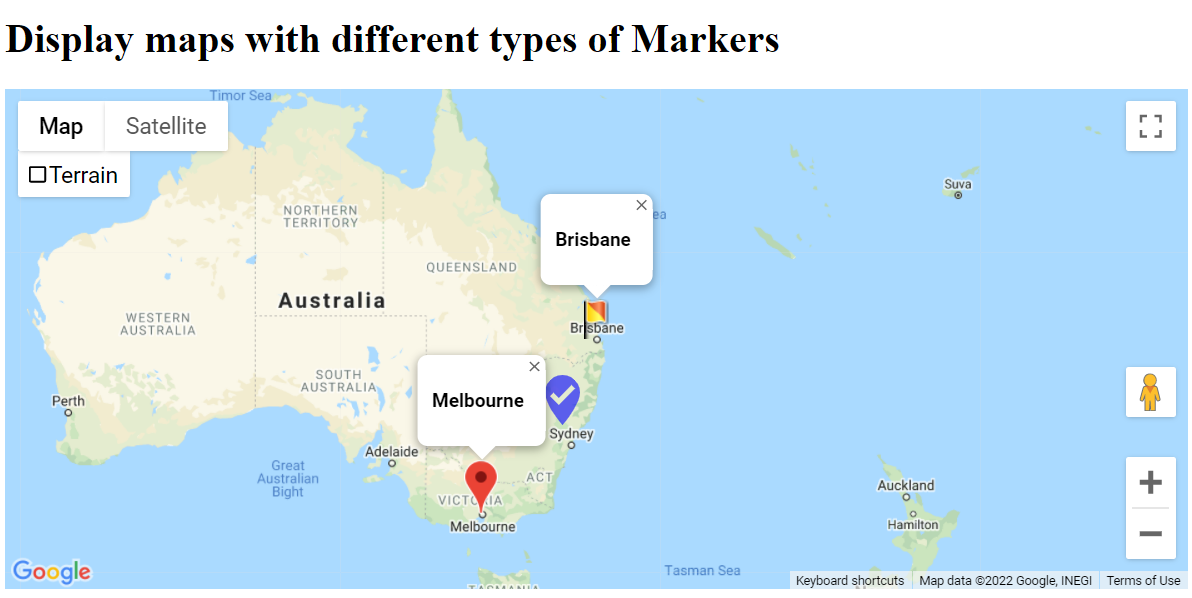 Display google maps with different marker icons